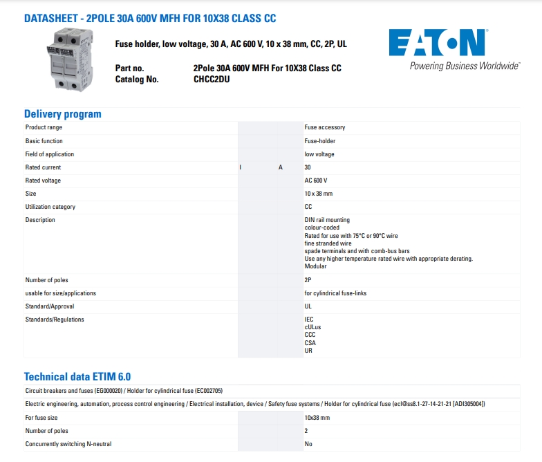 Modular fuse block/CHCC2DU/Bussmann