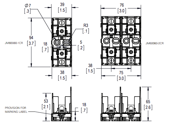 Bussmann JM60060-1CR Class J Fuse Block